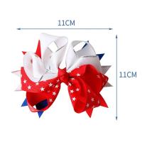 China July 4th Holiday Fashion Hair Clip with White American Flag Ribbon Bow in Blue Style for sale