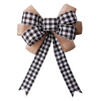 China 30mm*45cm Burlap Ribbon Bow Pre-Made Bow for Seasonal Christmas Decoration for sale