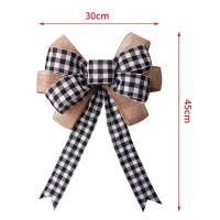 China 30mm*45cm Burlap Ribbon Bow Pre-Made Bow for Seasonal Christmas Decoration for sale