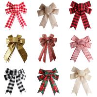China 30mm*45cm Burlap Ribbon Bow Pre-Made Bow for Seasonal Christmas Decoration for sale