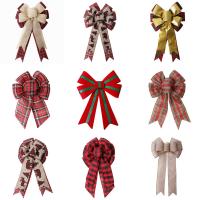 China 30mm*45cm Burlap Ribbon Bow Pre-Made Bow for Seasonal Christmas Decoration for sale