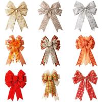 China Christmas Tree Decoration Pull Bow Pre-Made Hemp Burlap Ribbon Bow with Wired Design for sale