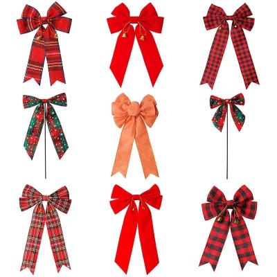 China Christmas Tree Decoration Pull Bow Pre-Made Hemp Burlap Ribbon Bow with Wired Design for sale