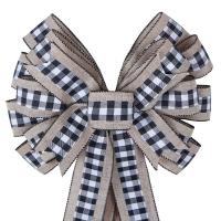 China 35cm*90cm Handmade Large Burlap Plaid Bow for Fall Christmas Thanksgiving Wreath Gift for sale