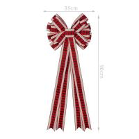 China Polyester/Jute Christmas Bow Decorations Red Black Plaid Burlap Bows Style Ribbon Bow for sale