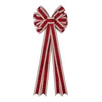 China Polyester/Jute Christmas Bow Decorations Red Black Plaid Burlap Bows Style Ribbon Bow for sale