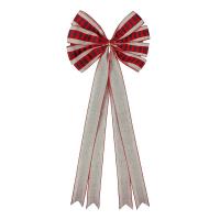 China Polyester/Jute Christmas Bow Decorations Red Black Plaid Burlap Bows Style Ribbon Bow for sale