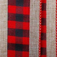 China Polyester/Jute Christmas Bow Decorations Red Black Plaid Burlap Bows Style Ribbon Bow for sale