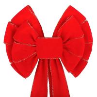 China Ribbon Bow Large Holiday Christmas Bows Red Velvet Gold Wired for Party Decorations for sale