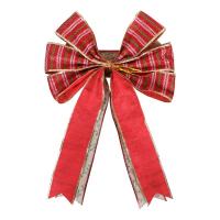 China Customized Festival Ribbon Bow Wired Velvet Ribbon Christmas Tree Toppers Burlap Bows for sale