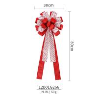 China Wired Edge Burlap Ribbon Printed Red And White Christmas Ribbon Bow For Merry Christmas for sale