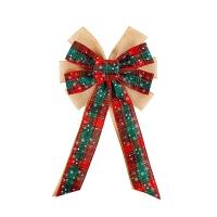 China MSD Ribbon Pretied Large Wire Edge Burlap Fabric Bow Christmas Design Ribbon Material for sale