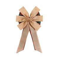 China MSD Ribbon Pretied Large Wire Edge Burlap Fabric Bow Christmas Design Ribbon Material for sale