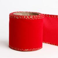 China Green Red Velvet Wired Ribbon for RIBBONS Solid Color Pattern in Design for sale