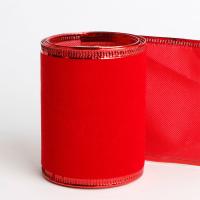 China Green Red Velvet Wired Ribbon for RIBBONS Solid Color Pattern in Design for sale