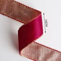 China Green Red Velvet Wired Ribbon for RIBBONS Solid Color Pattern in Design for sale
