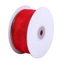 China 38mm Customised Organza Ribbon Wired Ribbon for Decoration Support Sample Order Lead Time for sale