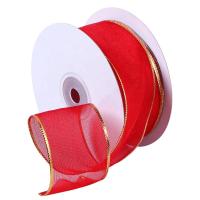 China 38mm Customised Organza Ribbon Wired Ribbon for Decoration Support Sample Order Lead Time for sale