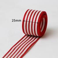 China DIY Holiday Decoration 25mm Natural Hemp Burlap Striped Ribbon with Jacquard Pattern for sale