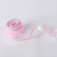 China MSD Ribbon Pink Wire Edge Organza Ribbon in 40mm Custom Made Design for Gift Wrapping for sale