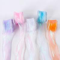 China MSD Ribbon Pink Wire Edge Organza Ribbon in 40mm Custom Made Design for Gift Wrapping for sale