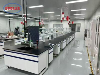 China Chemical Resistant Surface Wood Structure Lab Workstation With Black PP Made Handle for sale