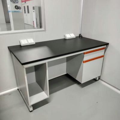 China Professional Customized Laboratory Computer Table With Orange Straight Concealed Pull Handle for sale