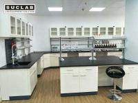 China Chemistry Lab Bench With Off White Wall Cabinet For Testing Center Usage for sale