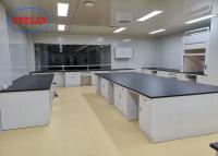 China Gray White Colour Floor Type Cabient Laboratory Workbench With Phenolic Resin Worktop for sale
