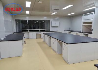 China Gray White Colour Floor Type Cabient Laboratory Workbench With Phenolic Resin Worktop for sale