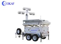 China Emergency Rescue Mobile Sentry Security Trailer Self Locking IP65 With 6x200w LED Lamps for sale
