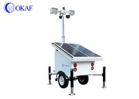 China OKAF Construction Site Surveillance Light Tower 4G 5G Mobile CCTV Trailer Solar Security Camera Tower for sale