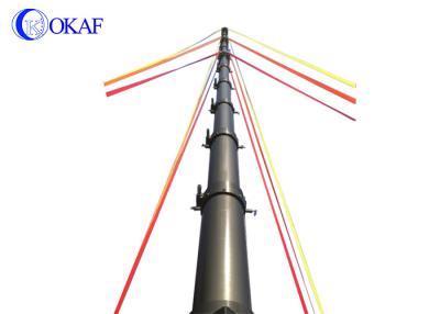 China 18m Height Stable Telescopic Mast Pole Hand Winch Manual Lifting With Guy Wire for sale