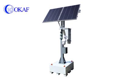China OkTower Self Powered Solar CCTV Surveillance Tower With 4m Hand Crank Telescopic Mast Support 4G Starlink Remote Video for sale