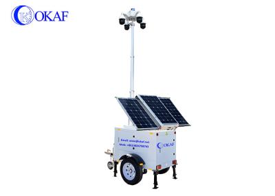 China PTZ Camera 9m Height Mobile Sentry Surveillance Trailers Solar IP65 for sale