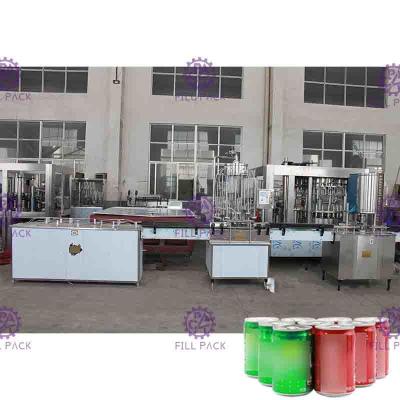 China SUS304 Automatic Can Filling Line - 1000-2000 Cans/Hour Capacity with 12 Filling Heads for Juice and Milk for sale