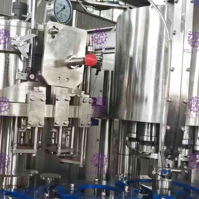 China Carbonated Beverage 3-in-1 Monobloc Glass Bottle Filling Machine 12-12-4 Heads 1000-2000 BPH for sale