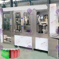 China Electric 2 in 1 Can Filling Line - 5000 Cans/Hour Capacity with 18 Filling Heads for Carbonated Beverages for sale