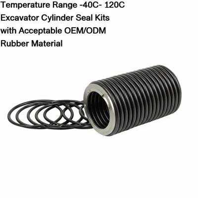 China Excavator Cylinder Seal Kit -40C to 120C Rubber OEM ODM Black 12 Month Warranty for sale