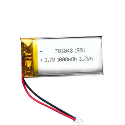 China MSDS 703049 1000mah Li Ion Nmc Battery Long Cyclelife 7.0mm Thick for sale