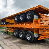 China 3 Axles 40 Ft Low Bed Container Trailer , Flatbed Semi Trailer For Sale In Tanzania And Kenya for sale