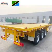 China Container Transportation 2 3 4 Axles 20feet Platform Semi Trailer Flatbed Semi Trailer For Sale With Fuwa / BP Axle for sale