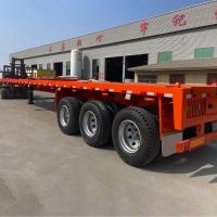 China Custom 3 Axles 4 Axles 40ft 48ft 53ft 60ft Shipping Container Flatbed Semi Trailer For Rwanda And Tanzania for sale