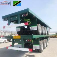 China 40ft 3 And 4axles 48ft 53ft Platform Flatbed Container Semi Trailer With Tractor Steel Floor 3-5mm Diamond Plate for sale