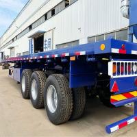 China 40ft 3 And 4axles 48ft 53ft Platform Flatbed Container Semi Trailer With Tractor Steel Floor 3-5mm Diamond Plate for sale