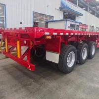 China 40ft 3 And 4axles 48ft 53ft Platform Flatbed Container Semi Trailer With Tractor Steel Floor 3-5mm Diamond Plate for sale