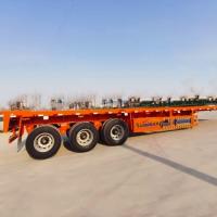 China Commercial 3 Axle Extendable 40ft 60 Ton Flatbed Semi Trailer , Platform Semi Trailer For Tractor Truck And Cargo Transportation for sale