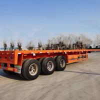 China Commercial 3 Axle Extendable 40ft 60 Ton Flatbed Semi Trailer , Platform Semi Trailer For Tractor Truck And Cargo Transportation for sale