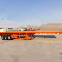 China Commercial 3 Axle Extendable 40ft 60 Ton Flatbed Semi Trailer , Platform Semi Trailer For Tractor Truck And Cargo Transportation for sale