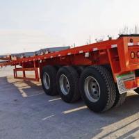 China Commercial 3 Axle Extendable 40ft 60 Ton Flatbed Semi Trailer , Platform Semi Trailer For Tractor Truck And Cargo Transportation for sale